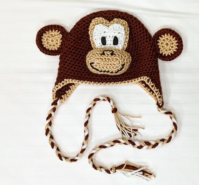 Free Crochet Pattern | Crochet Monkey Hat 3D