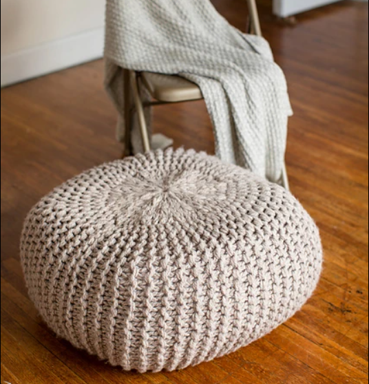 Free Knitting Pattern | Garter Pouf - Foot Stool