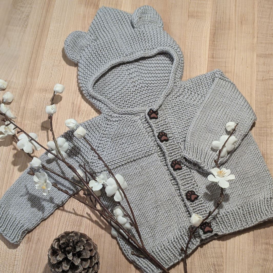 Free Knitting Pattern | Hooded Baby Teddy Bear Sweater